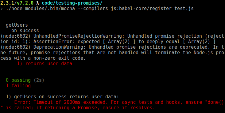 Javascript Proper Way To Use Done While Testing Promises With Mocha